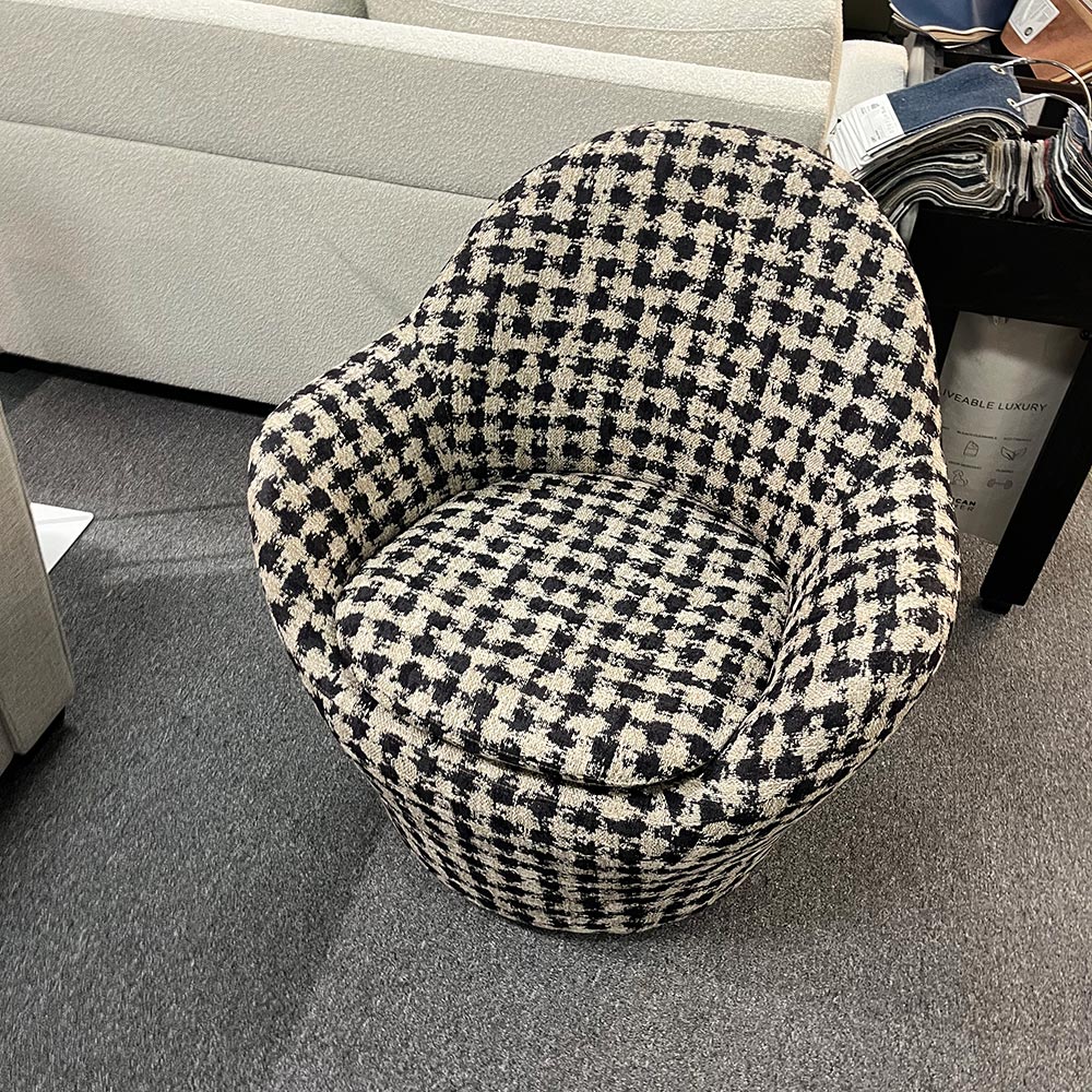 American Leather FELIZ Swivel Chair Grade V Lawford Caviar Fabric