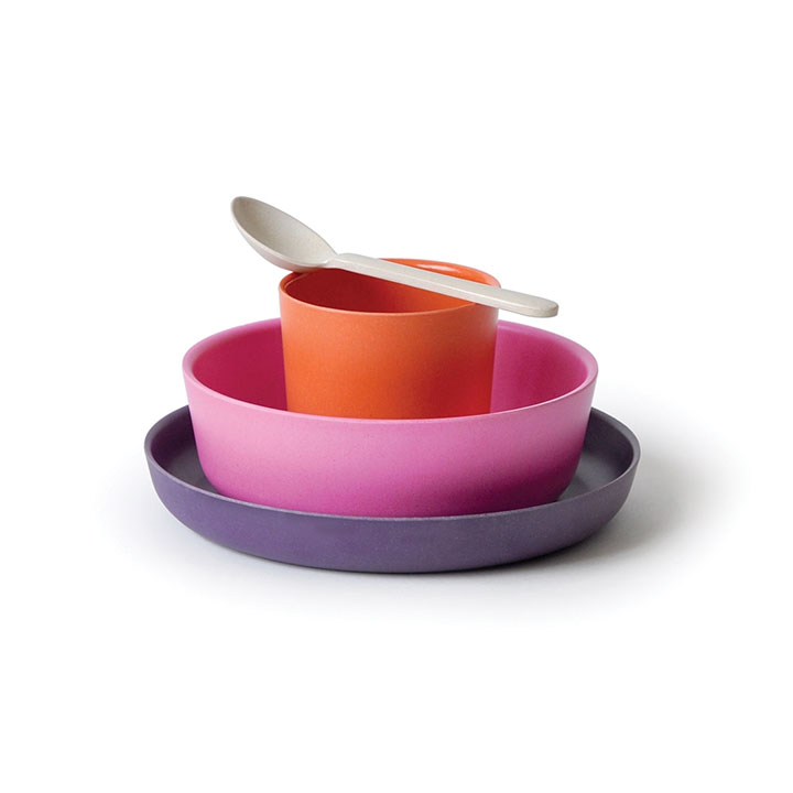 Ekobo Bamboo Kids Dish Set - Select Color Theme: Design Quest