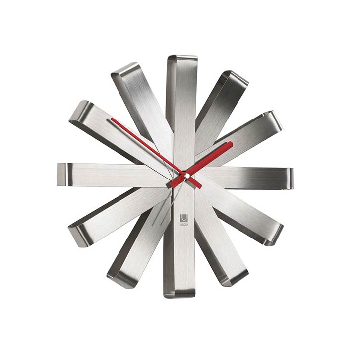 Umbra Ribbon Wall Clock - Steel: Design Quest